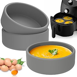 LZVXTYM 3Pcs Silicone Air Fryer Mold, 4-Inch Air Fryer Egg Pan, Microwave Egg Cooker, Dishwasher Egg Poacher Cups, Nonstick Egg Boiler Mold Cup, Reusable Egg Cooker Accessories for Baking (3Pcs-Grey)