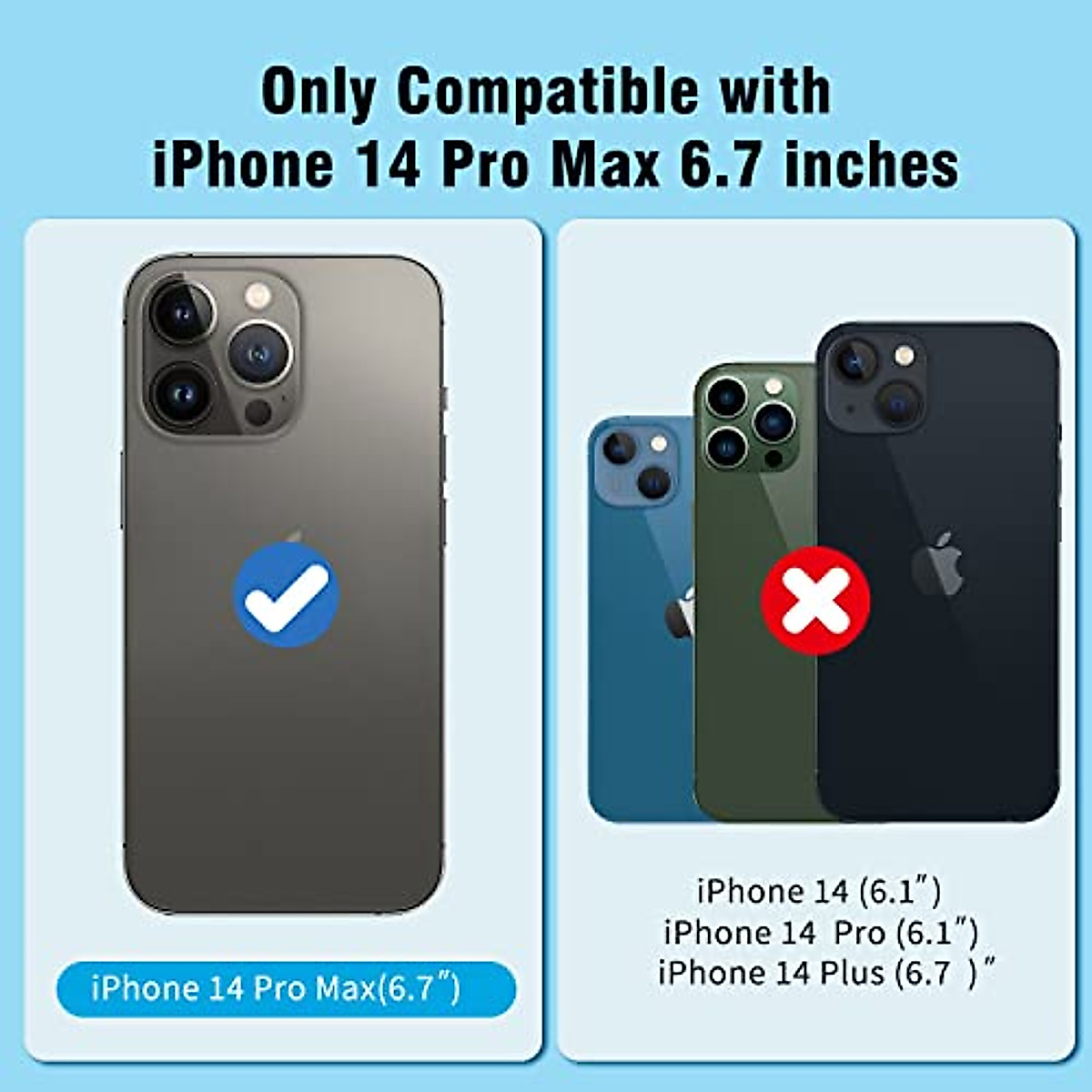 Jeywiry [7 in 1 for iPhone 14 Pro Max Case, with 2 Pcs Screen Protector ＆ 2 Pcs Camera Lens Protector, Slim Thin Shockproof Case 6.7" [Military Grade Drop Protection] [Not Yellowing] - Crystal Clear
