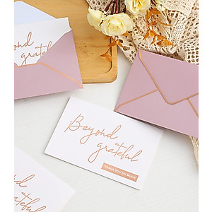 Rose Gold Beyond Grateful Thank You Cards with Envelopes - 36 PK - 4x6 Inches Bridal Shower Thank You Cards Baby Shower Baby Girl Thank You Notes for Wedding Birthday