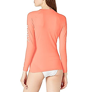 Roxy womens Upf 50 Whole Hearted Long Sleeve Rashguard, Fusion Coral, Medium US