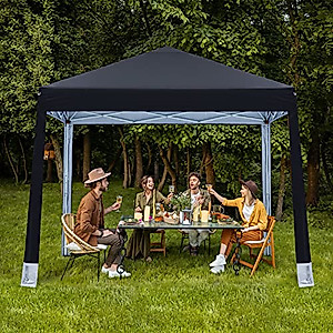 MASTERCANOPY 10x10 Pop-up Canopy Tent Outdoor Beach Canopy with 4 Foot Pockets(Black)