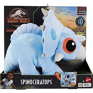 Mattel Jurassic World: Camp Cretaceous Plush Dinosaur Angel with Sound, 13-inch Floppy Soft Toy with Weighted Feet, Sino-Spino Species