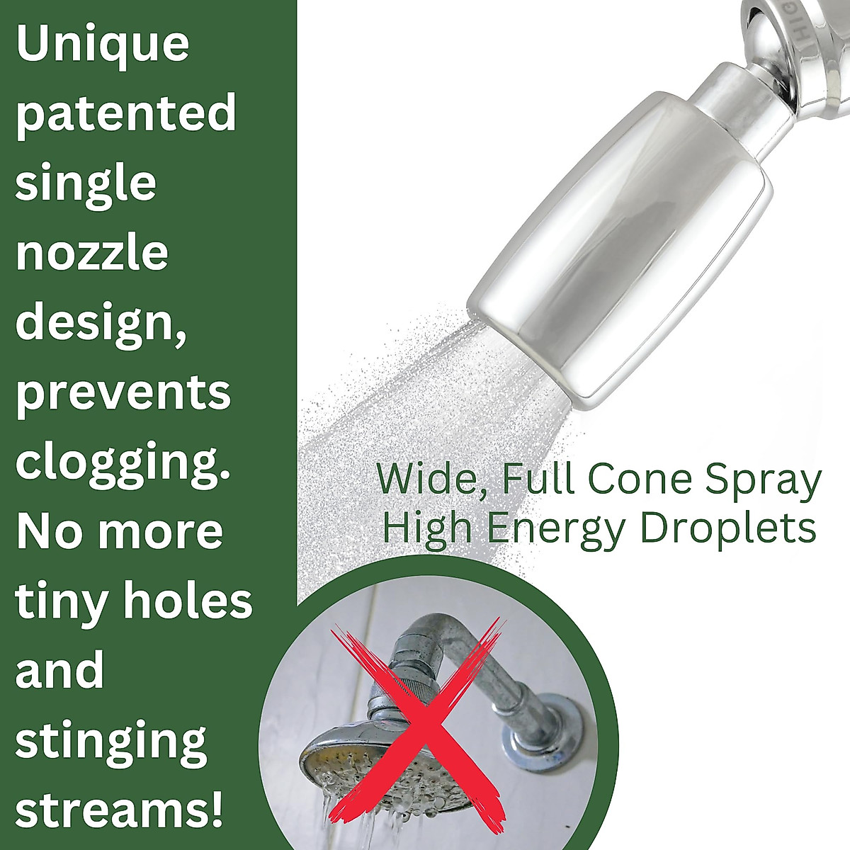 High Sierra Showerheads® - Fixed RV Shower Head with On Off Switch (Plumbing Code Compliant) - Solid Metal Construction - 1.5 GPM - Chrome