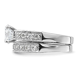 IceCarats 925 Sterling Silver Cubic Zirconia CZ Wedding Band Engagement Ring Bridal Jewelry Set Size 6