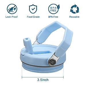 Marchoose 2 Pcs Tumbler Flip Straw Lid Replacement fit for 40 oz Stanley Quencher, Leak-Proof, Easy Handling, Perfect Fit, Winter White