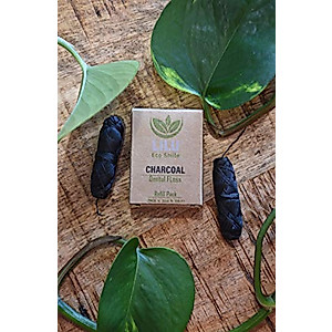 2 Refill Pack LILU Organic Vegan Bamboo Charcoal Dental Floss Refills | with Tea Tree and Peppermint Essential Oils | 2 X 100ft 33m Naturally Waxed | Eco-Friendly Zero Waste