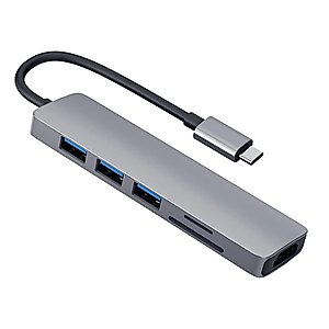 SXYLTNX Type-C Hub to HDMI-Compatible Adapter 4K 3 USB C Hub with TF Security Digital Reader Slot for MacBook Pro