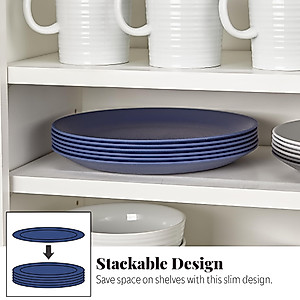 US Acrylic Everest Ultra-Durable Plastic 10 inch Dinner Plates in Midnight Blue | Set of 6 Reusable, BPA-Free, Made in the USA, Dishwasher Safe Dinnerware