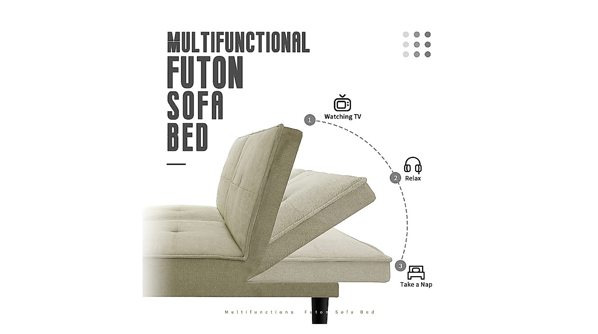 IULULU Futon Sofa Bed - Stylish & Compact Design