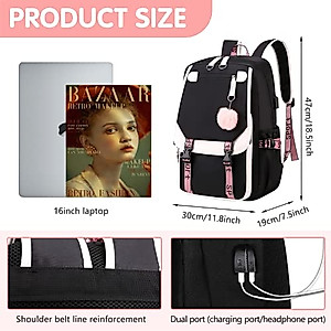 HXUANYU High capacity waterproof girl backpack - fashionable girl school backpack adjustable shoulder strap backpack, laptop backpack with Usb charging port and headset port