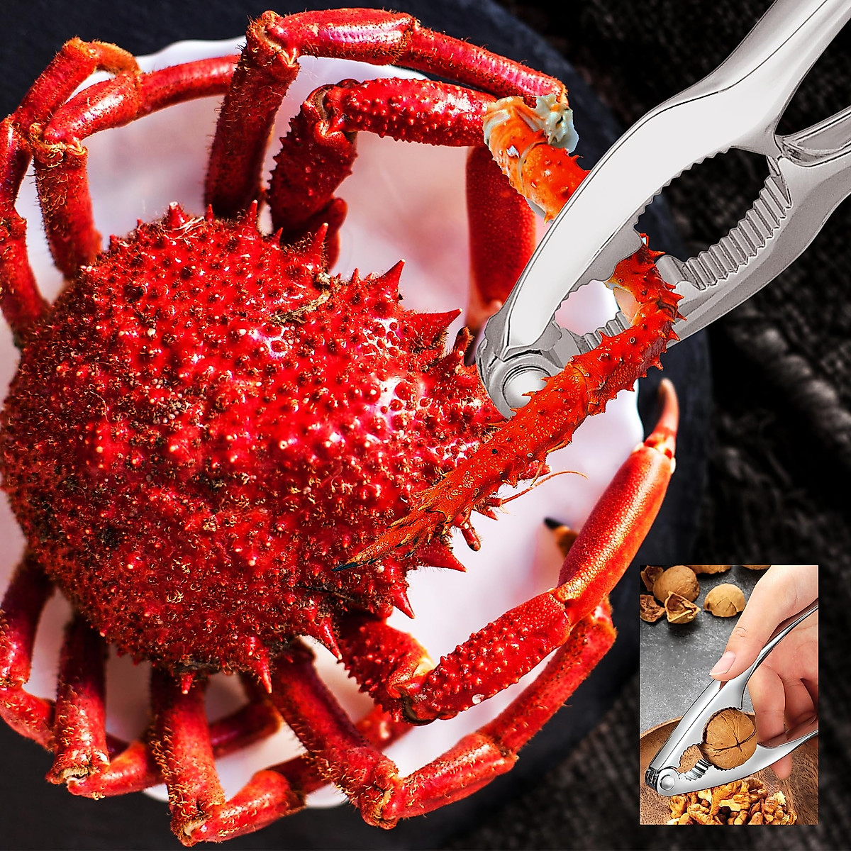 Crab Crackers and Tools, Lobster Crackers and Picks Set, 9Pcs Seafood Tools Set - Crab Leg Cracker Tool/Nut Crackers, Crawfish Sheller, Crab Leg Forks, Scissors & Storage Bag, Seafood Boil Utensils