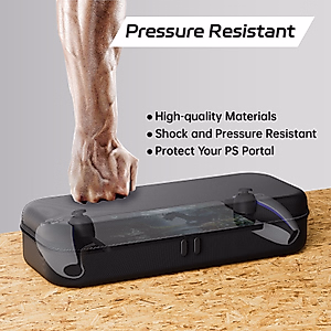 Hosanwell 9-in-1 Accessories Set Compatible with Playstation Portal, EVA Carrying Case for PS Portal*1, Soft Silicone Grip Cover*2, Screen Protector*2, Joystick Caps*2, Ear Wired Headphone*1,Stand*1