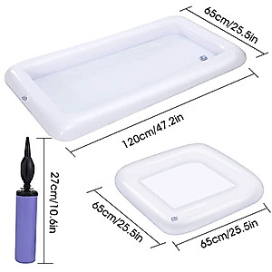 Jxzdle 4 Pack Inflatable Ice Serving Bar Pool Party Buffet Drink Cooler Floating Ice Tray Food Drink Containers for Summer Parties with Inflatorce