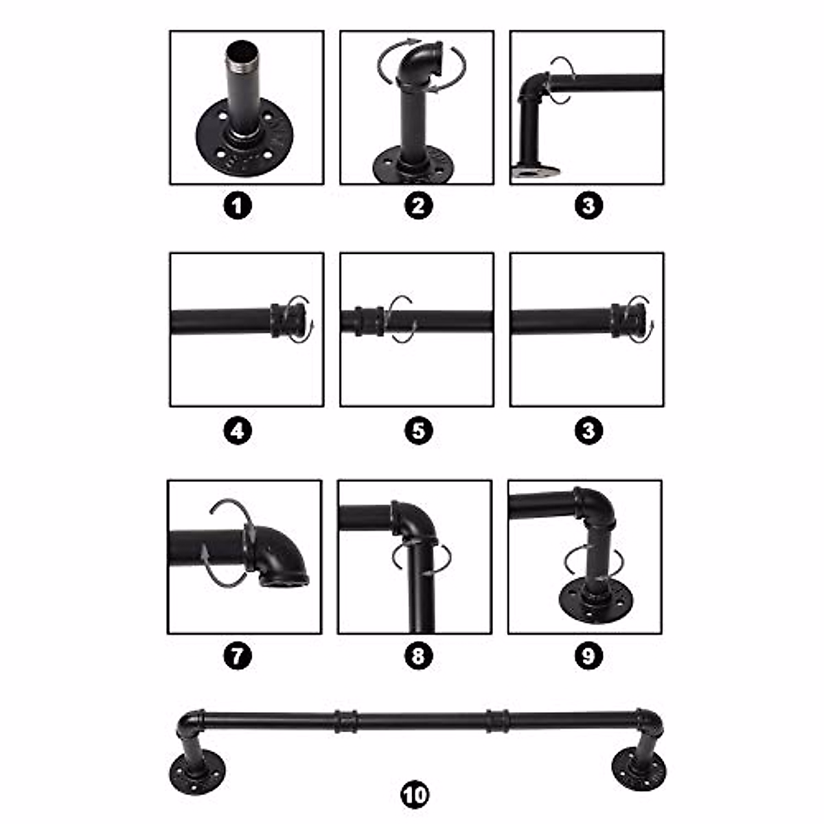 Industrial Pipe Clothing Rack, Wall Ceiling Mounted Clothes Garment Rack 30'', Black Iron Pipe Clothes Hanging Bar, Heavy Duty Metal Hanging Rod for Retail Display Closet Storage and Laundry Organizing
