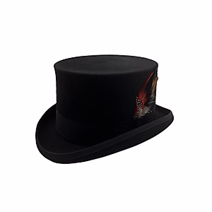 Willheoy Wool Top Hat for Men Satin Lined Topper Hat Black Mens Tophat Christmas Costume Cap