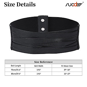 SUOSDEY Women Faux Leather Braided Waist Belt for Dress Elastic Stretch Belt for Ladies Wide Waist Belt for Women