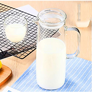 Glass Pitcher with Lid - High Heat Resistance Stovetop Safe Pitcher for Hot/Cold Water & Iced Tea