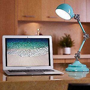 OttLite Revive LED Desk Lamp with ClearSun LED Technology, Turquoise – 3 Brightness Settings, Touch Activated Controls, USB Charging Port & 3 Adjustable Knobs for Precise Lighting - Great for Reading