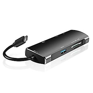 ZPLJ High-Speed 7-in-1 Ultra Slim Data Hub with Ethernet Port 4K HDMI 2 USB 3.0 Ports PD Charging Dual Support SD TF Card Reader Compatible for Flash Drive Laptops USB Hub Adapter Portable
