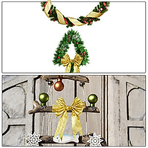 2 Rolls 20 Yards Christmas Ribbon Metallic Glitter Ribbon Wired Edge Decorative Fabric Ribbons for Party Wrapping Home Decorations Wedding Birthday DIY Crafts 2.5 Inch (Gold)