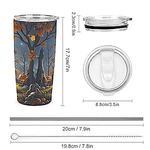 FHENMSA Stainless Steel Insulated Travel Coffee Mug,Moon Castle Print Reusable Car Cup,Thermal Cup for Outdoor with Straw And Lid