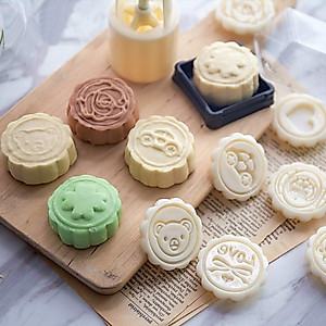 Mooncake Molds 50g with 8 Stamps, Chinese Mid-Autumn Festival Cookie Stamp Set Hand Press Moon Cake Mold DIY Pastry Tool Fondant Cutters Set for Gum Paste, Sugarcraft Candy, Cake Molds for Baking