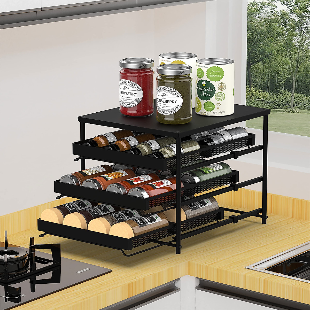 Simple Trending 3-Tier Coffee Pod Storage Drawer Holder for K-cup Coffee Pods, 72 Pods Capacity, Black