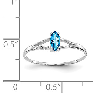 IceCarats 10K White Gold Blue Topaz Ring Gemstone Band December Birthstone Jewelry Size 6