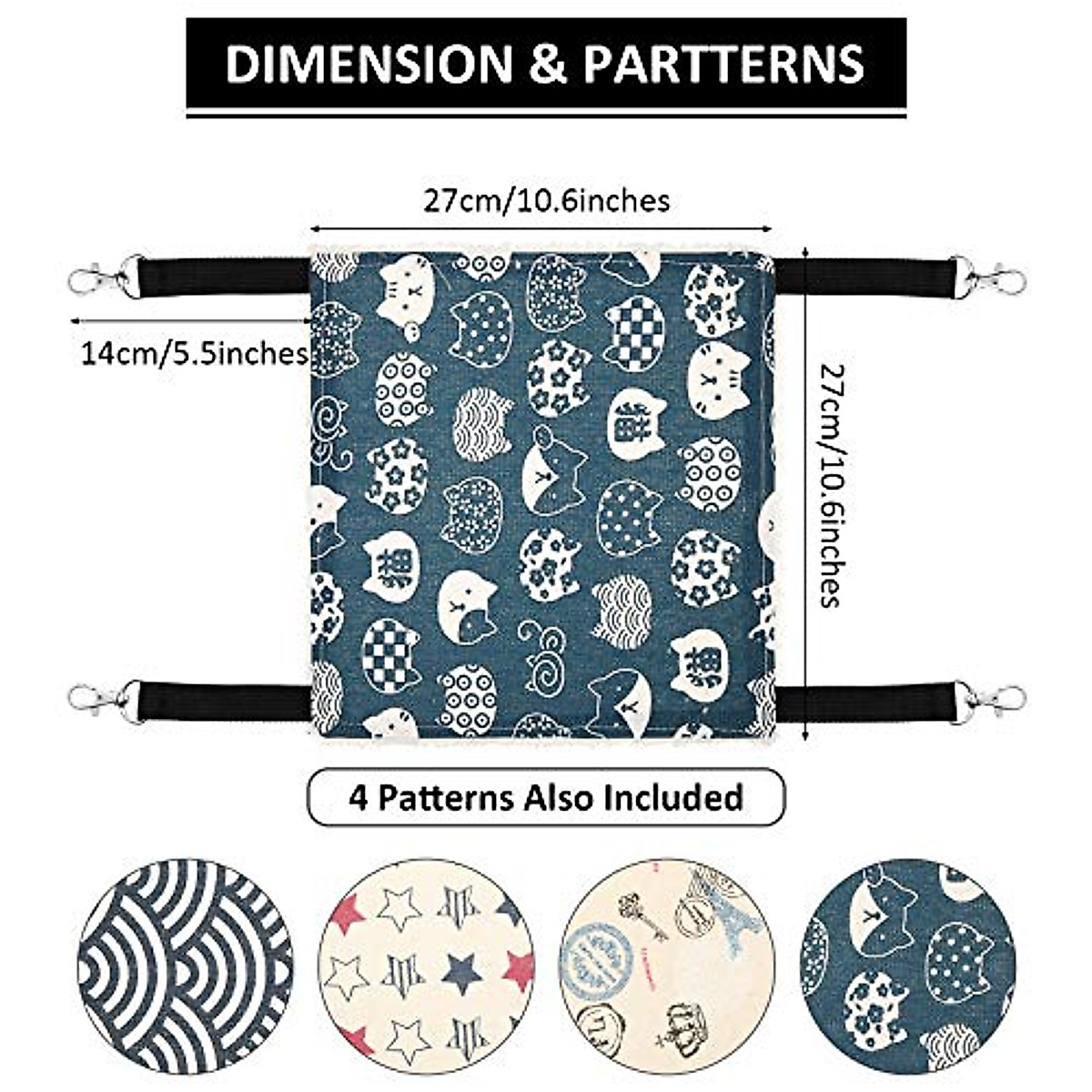 Boao 4 Pieces Rat Hammock Ferret Hammock Rat Toys Guinea Pig Cage Hammock Rat Hammock for Cage Rat Cage Accessories(Tower, Five Stars, Water Ripples, Cat Head)