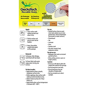 GeckoTech 282312 Removable, Reusable Hook with Microsuction Technology, 3-Pound, 1-Pack