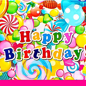 FZR Legend Sweet Candy Lollipop Plastic Tablecloth for Candyland Themed Birthday Party Baby Shower Decoration,Rectangle Disposable Table Cover - 52 x 90 inches