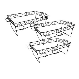 Party Essentials N0317 Elegance Full Size Heavy Duty Chafing Rack, Decorative Wire Buffet Rack Stand, Serving Trays Frame Food Warmer, Black (Case of 3)
