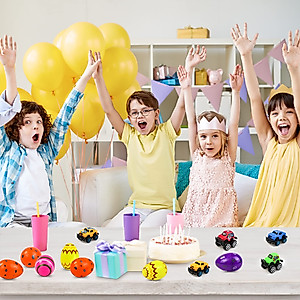 HALOGATE Easter Eggs Fillers Easter Basket Stuffers, 12 PCS Plastic Easter Eggs with Pull Back Cars Inside, Easter Egg Surprise Filled Toy Vehicles for Kids Gifts Party Favors Easter Eggs Hunt