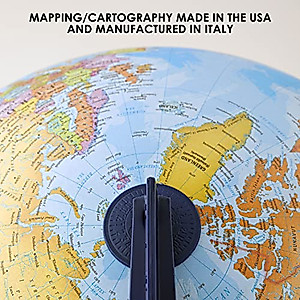 Waypoint Geographic Scout, Decorative Classroom Globe with Stand, World Globe with More than 4000 Places, 12” Interactive Globe with Political Mapping, Blue