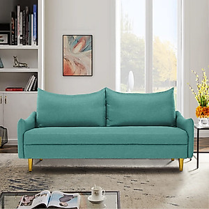 Hdxdkog Loveseat Sofa, 67'' Mid Century Modern Small Love Seat for Small Space, Upholstered 2 Seater Sofa Comfy Couch Furniture for Living Room, Bedroom Apartment (Green)