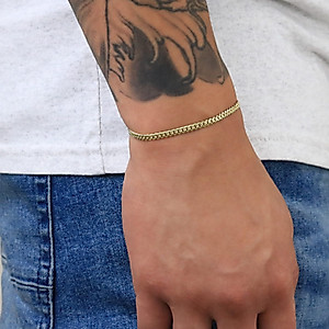 Nuragold 14k Yellow Gold 3.5mm Solid Miami Cuban Link Chain Bracelet, Mens Womens Jewelry 7" 7.5" 8" 8.5" 9"