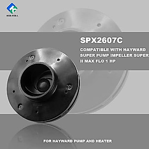 KOLEOLL SPX2607C Super Pump Impeller Super II Max Flo 1 HP Compatible with Hayward SPX2607C Impeller Replacement Pool Pumps Parts.