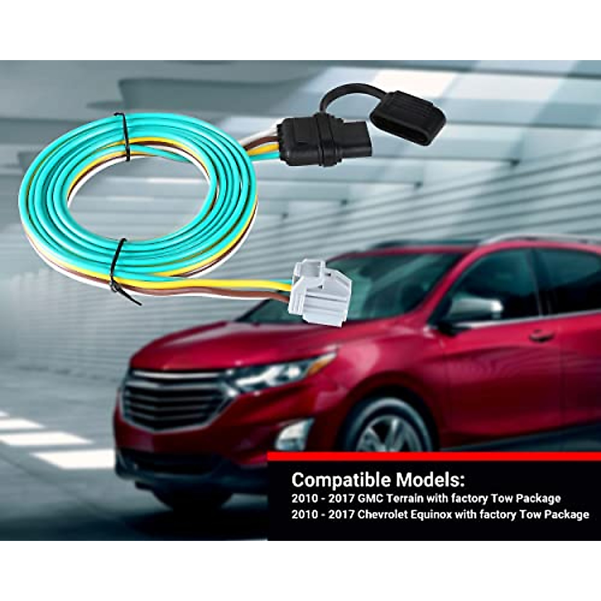 Oyviny 56210 Custom 4 Pin Trailer Wiring Harness for 2010-2017 GMC Terrain/Chevrolet Equinox, Factory Tow Package Required