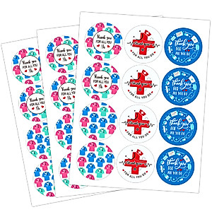 FaCraft Thank You Nurse Stickers 1.5" Nurse Week Label Stickers Doctor Nurses Appreciation Decals Healthcare Workers Thank You Label Stickers Graduation Labels for Gift Card Envelopes Seal Gift Bags