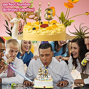 50th Birthday Candles Number 50 Candles Champagne Gold Happy Birthday Candles for Cake 3D Design Cake Topper Decoration for Birthday Party Anniversary Wedding Celebration Cake Decorations