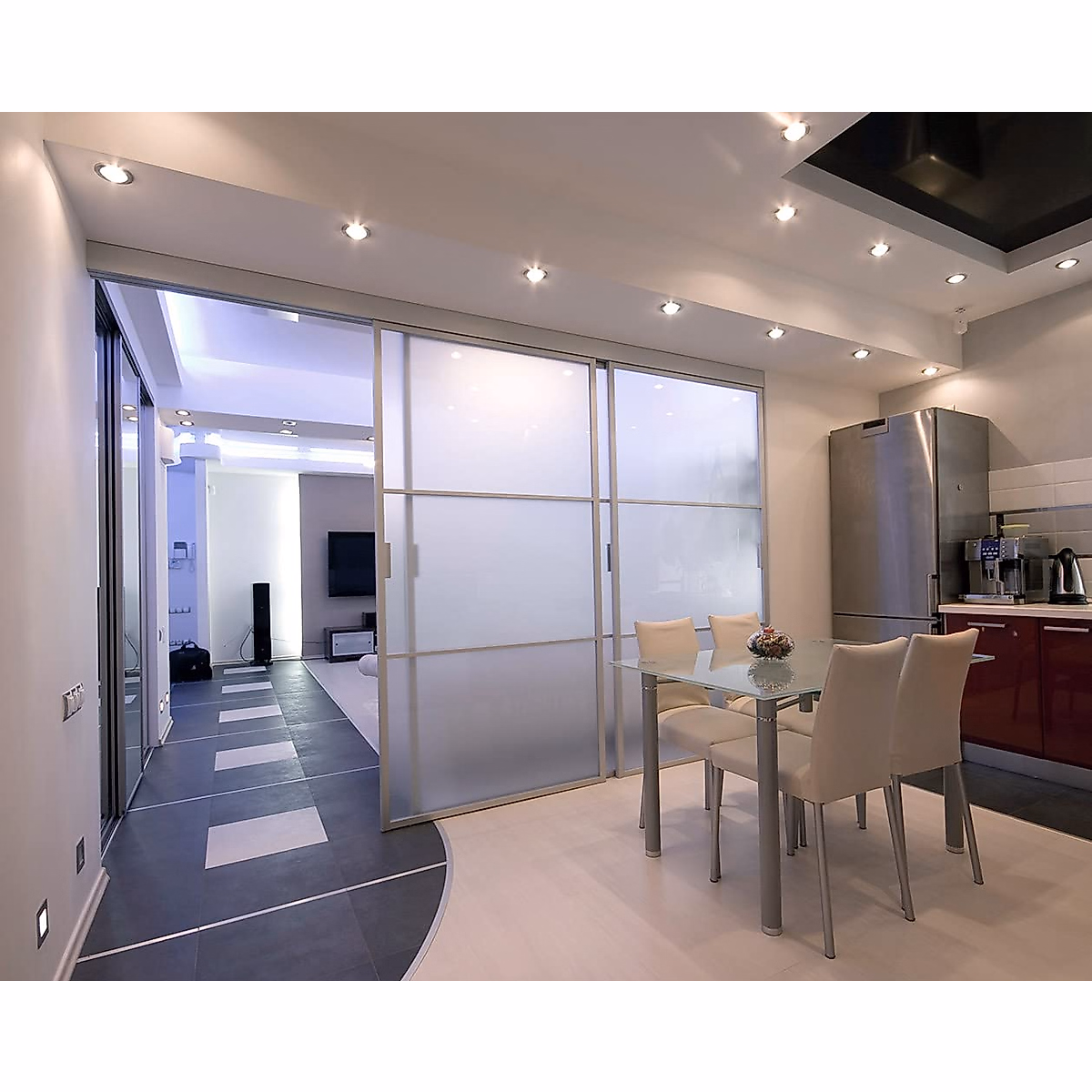 VSUDO 2 Rolls 35.4" by 78.7" Static Cling Window Film for Privacy, Frosted Glass Pattern Window Tint Sticker for Home or Office (38.75 Sq. Ft Total)