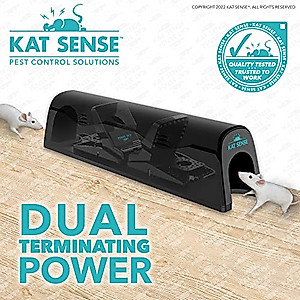 Kat Sense Rat Mouse Traps for House - Heavy Duty Covered Double No Escape Humane Rat Trap Delivers an Instant Kill - Easy to Use & No Touch Rodent Release