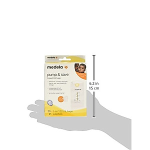 Medela Pump & Save Breast Milk Storage Bags, 20 Count Pack, Breastmilk Freezer Bags, Pour or Pump Directly into Bags with Included Easy Connect Adaptors, Made Without BPA