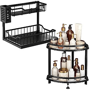 YIWANFW Under Sink Organizer and Storage, Corner Shelf Bathroom Counter Organizer, 2 Pack