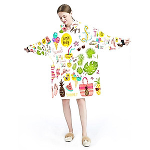 Wearable Blanket Hoodie Tropical Summer Beach Oversized Hooded for Women,Comfy Sweatshirt