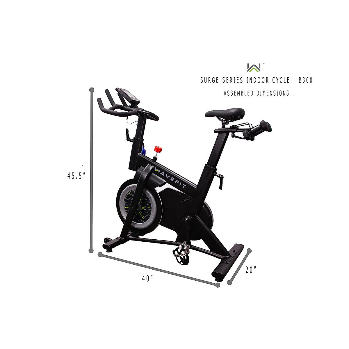 WaveFit B300 Surge Series Indoor Cycle Home Stationary Exercise Bike with 30-Lb Flywheel, Bluetooth Connectivity and Built-in Fitness Metrics Tracking, 275 lb Weight Capacity