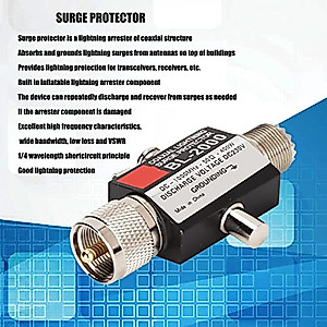 ASHATA Lightning Surge Protector,PL259 Female to PL259 Male Lightning Arrestor Surge Protector Coaxial Arrester for Building Antenna,400W DC~1000MHz 50 Ohm