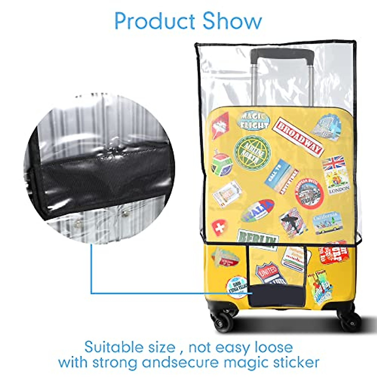 Jexine Clear PVC Luggage Cover 2 Pcs Large Suitcase Cover Protectors Transparent Protective Luggage Protector for Travel Suitcases Bags (20 Inch, 28 Inch)