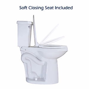 WinZo WZ5888C Extra Taller Two Piece Toilet Elongated Bowl with 21.25" Seat Height,1.28 GPF Front Flush for Seniors, White