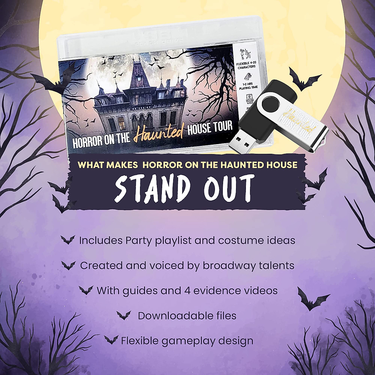 Horror on The Haunted House Tour | Halloween Murder Mystery Party Game | Flexible 4-20+ Players | New Print-Friendly & Virtual Printable File Formats
